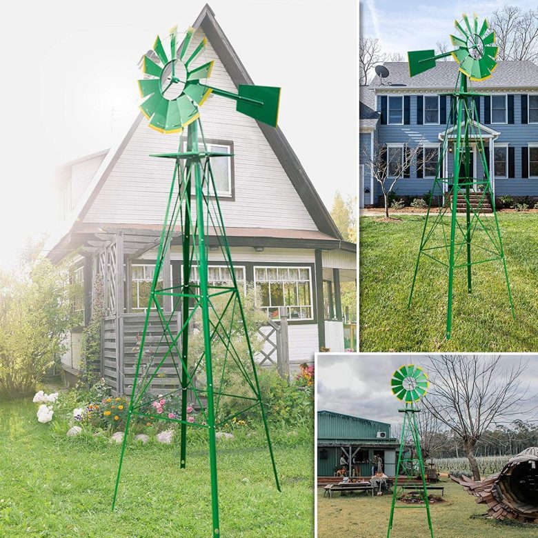 8FT Decorative Windmill Weather Resistant Wind Wheel For Yard Garden ...
